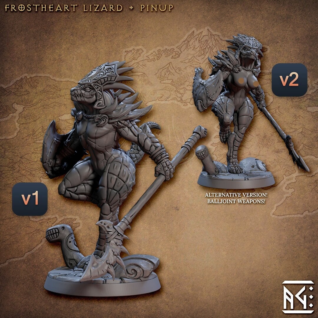 Lizardmen Lizardfolk Pin-up Premium Dnd Miniature Mini | Sexy Female Lizardman | Resin 3D ...