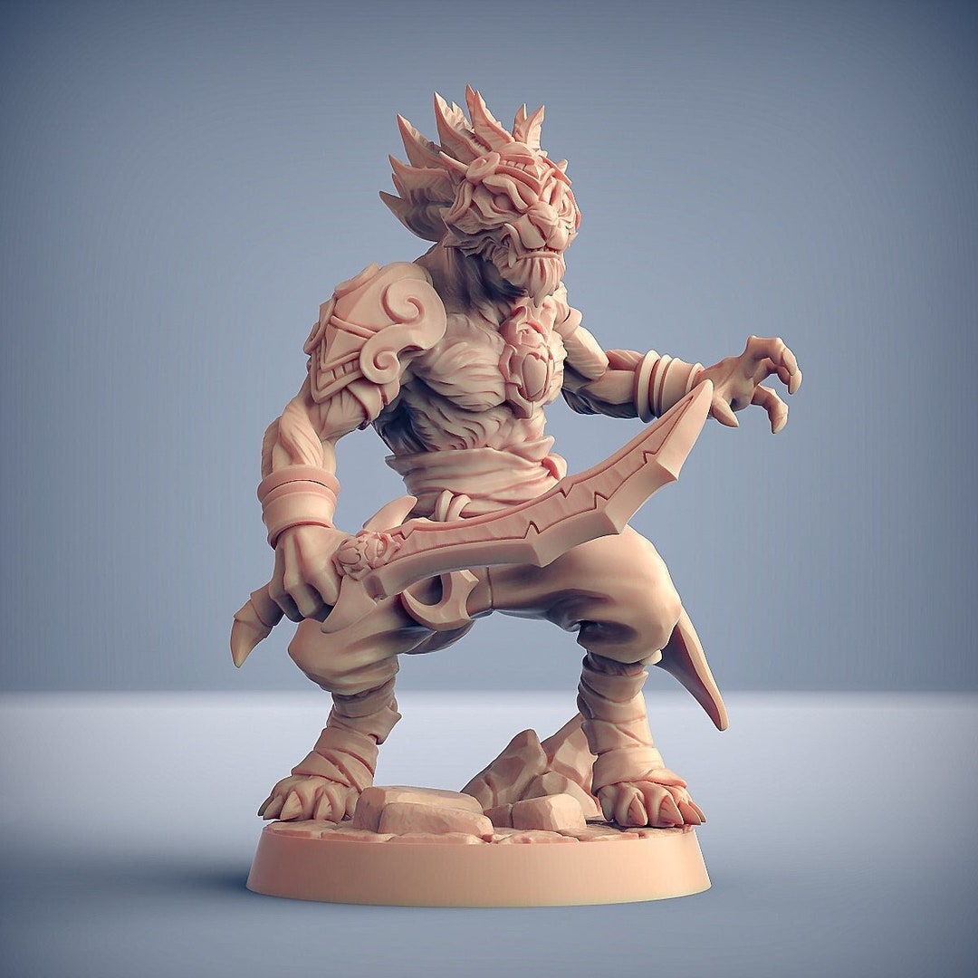 Tabaxi Rakshasa Fighter D Premium Dnd Miniature Mini Figure Figurine ...