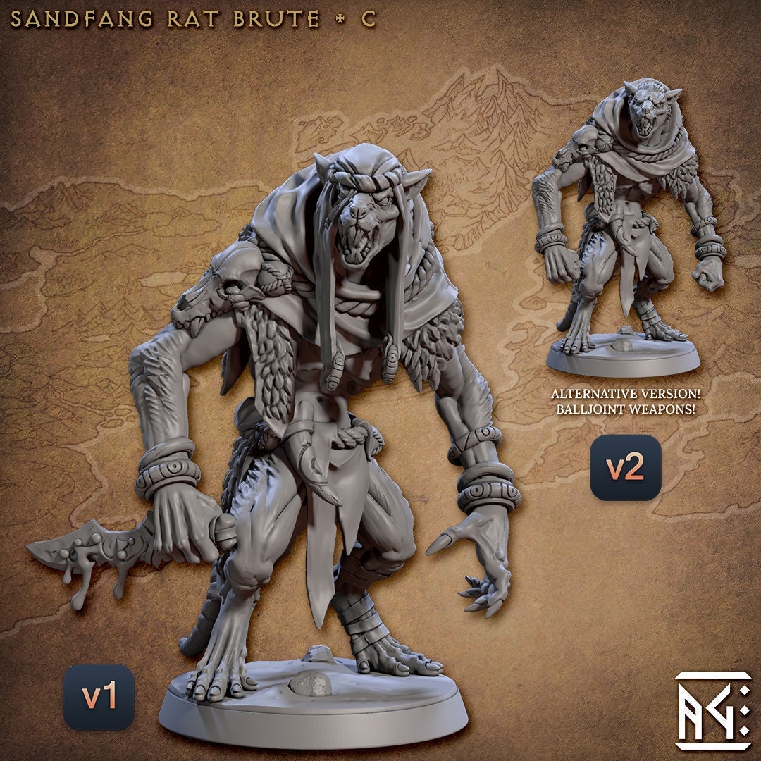 Ratfolk Ratkin Brute C Premium Dnd Miniature Mini Figure Figurine Rat ...