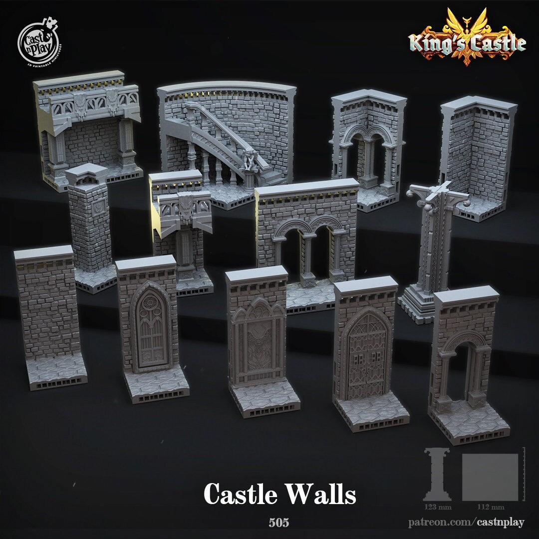 Castle Walls Set Premium Dnd Miniature Mini | 28mm 32mm to 100mm ...