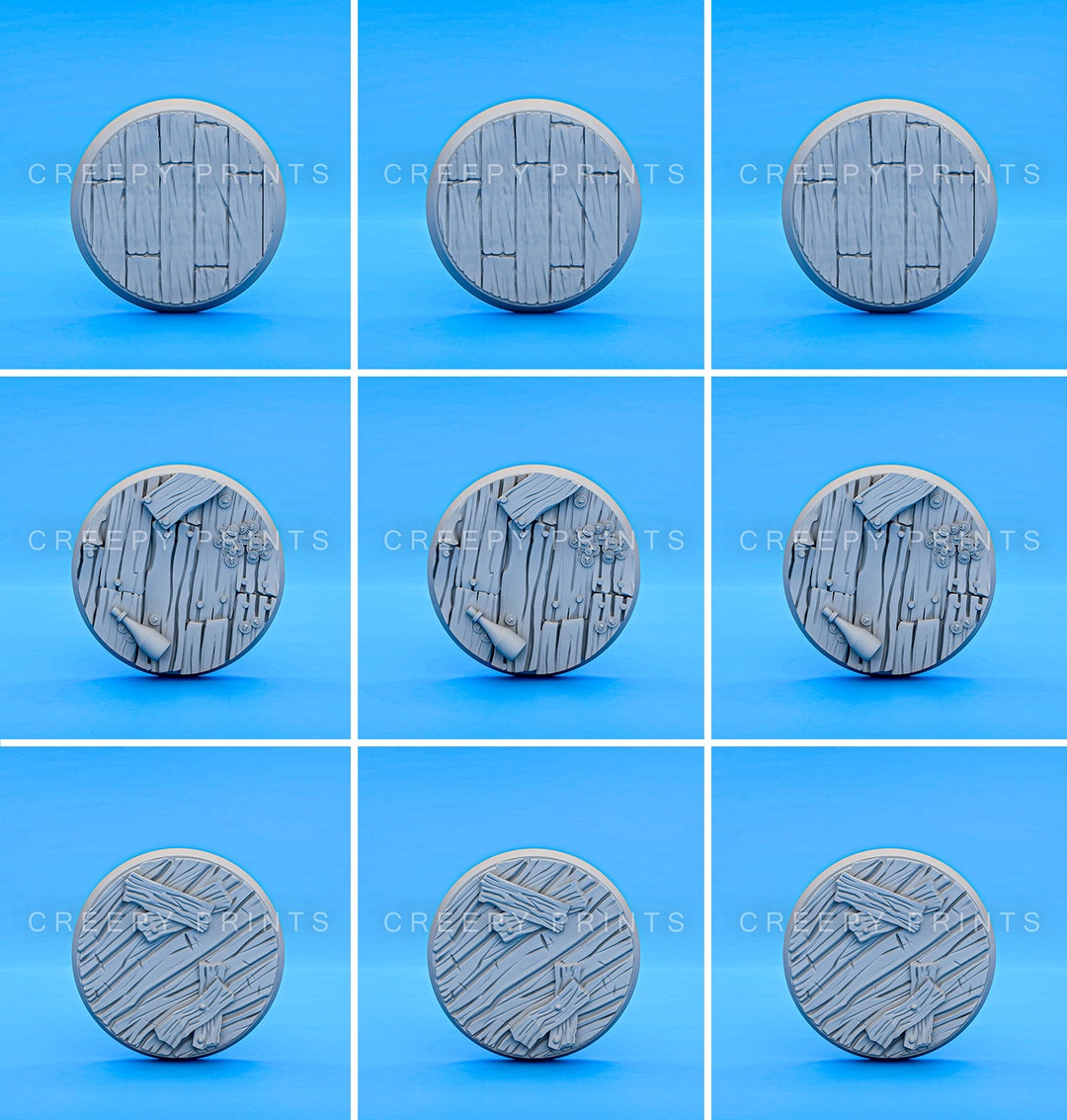 Pack of 9 Round Scenic Bases V11 | Wood Wooden | 25mm 28mm 30mm 32mm ...