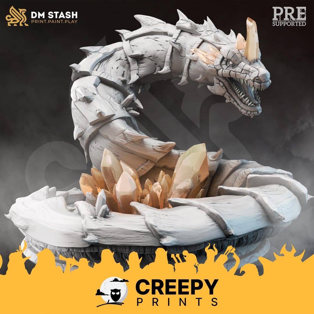 Giant Serpent Dnd Miniatures Compatible With 28mm 32mm Tabletop Fantasy ...