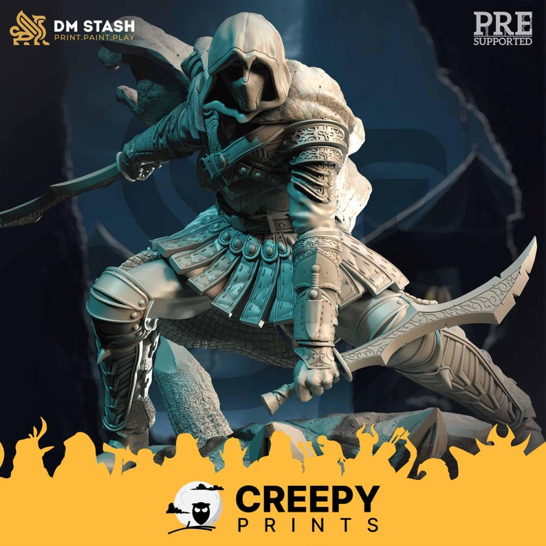 Human Rogue Assassin Dnd Miniatures Compatible With 28mm 32mm Tabletop ...