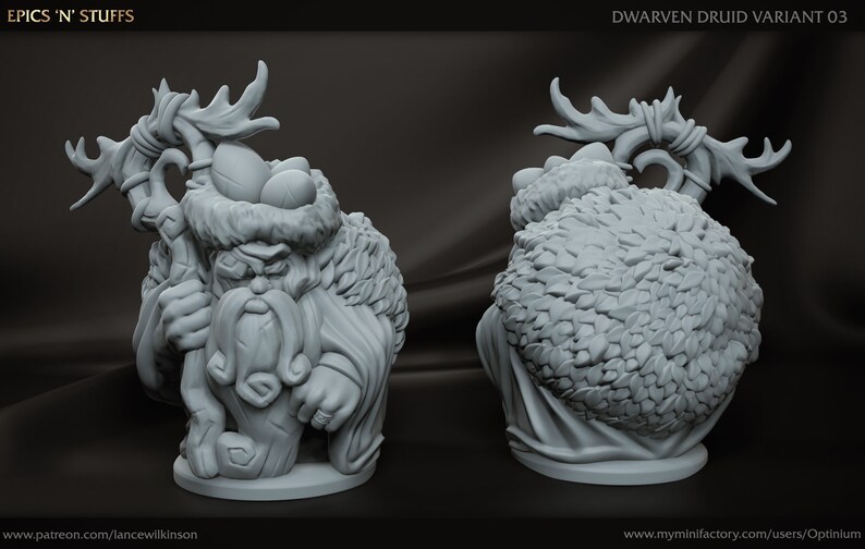 Dwarf Dwarven Druid V3 Premium 3D Printed Fantasy Tabletop | Etsy