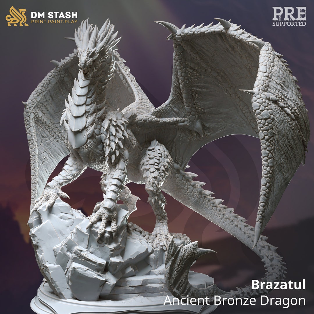 Ancient Gold Dragon Dnd Miniatures Compatible With 28mm 32mm Fantasy ...