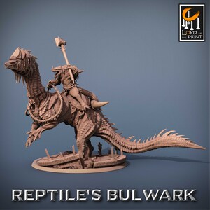 Lizardmen Lizardfolk Barbarian on Giant Lizard V6 Premium Dnd Miniature ...
