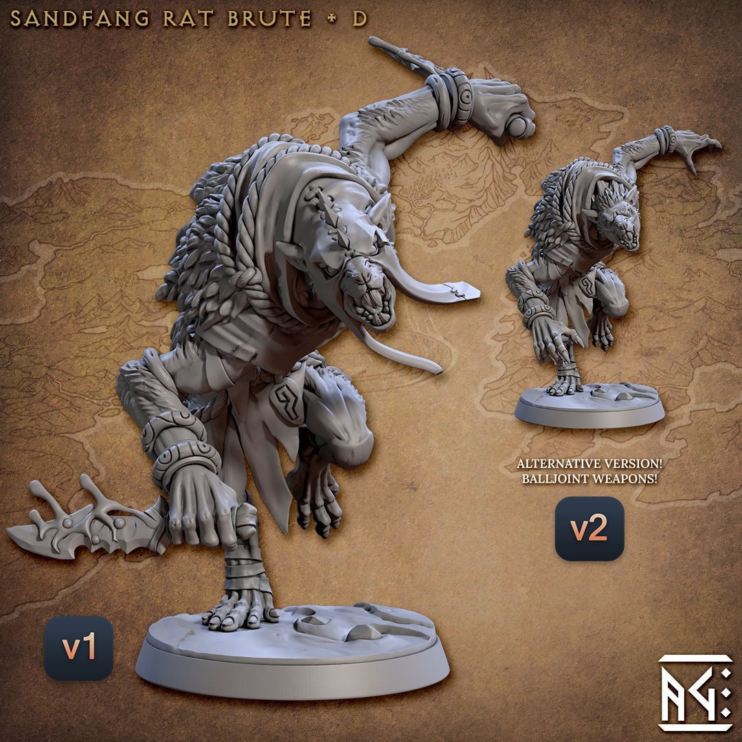 Ratfolk Ratkin Brute D Dnd Miniatures Compatible With 28mm 32mm Fantasy ...