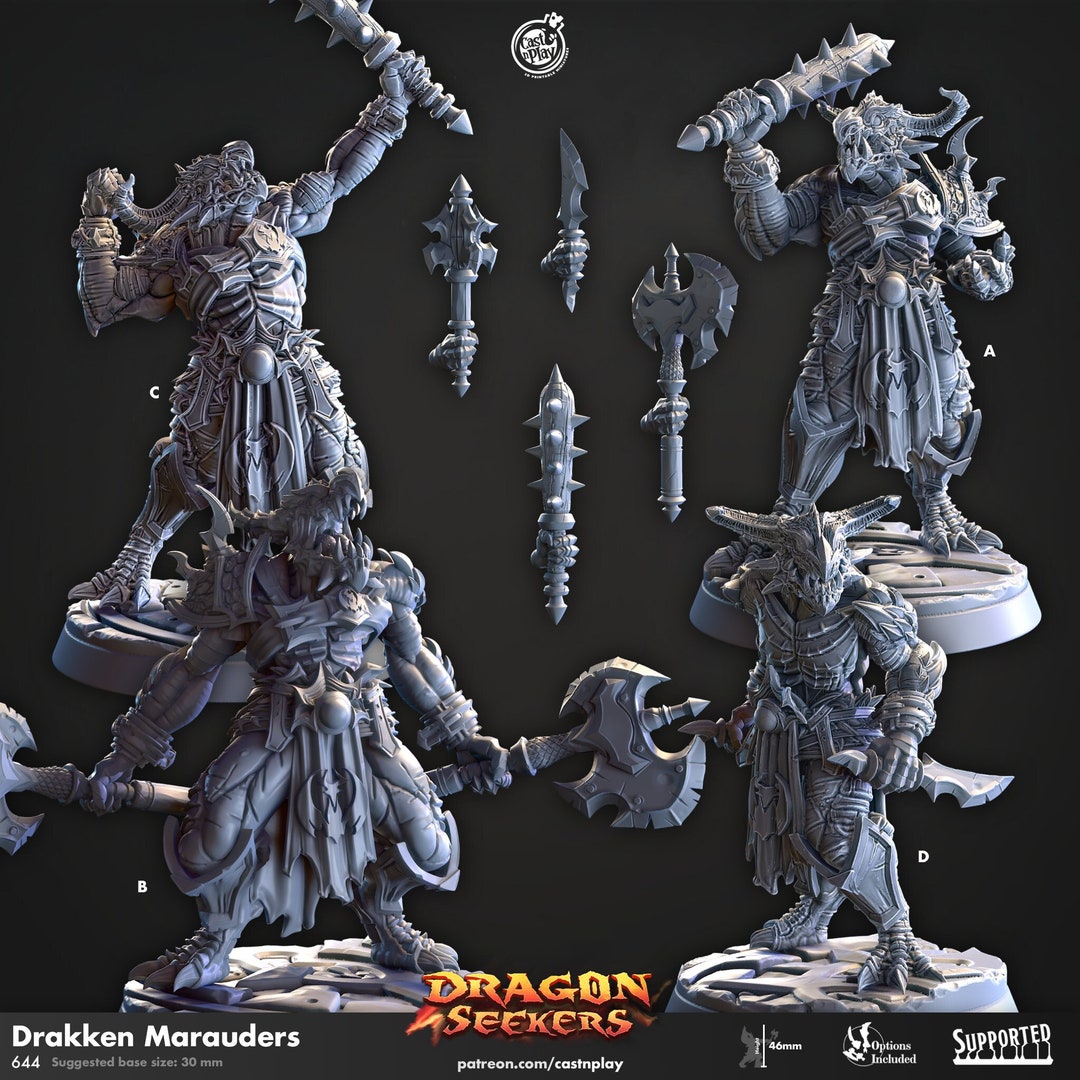 Dragonborn Barbarian Fighter Premium Dnd Miniature Mini - Etsy Hong Kong