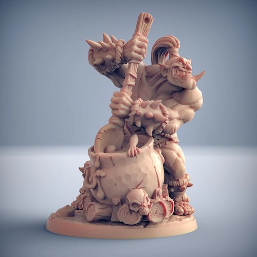 Orc Cook Chef V2 Premium 3D Printed Tabletop Miniature 28mm - Etsy