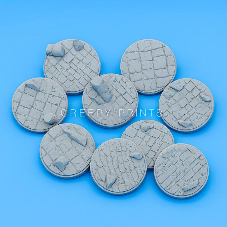 Pack of 9 Round Cobblestone Bases for Dnd Miniatures, 25mm 30mm 40mm ...