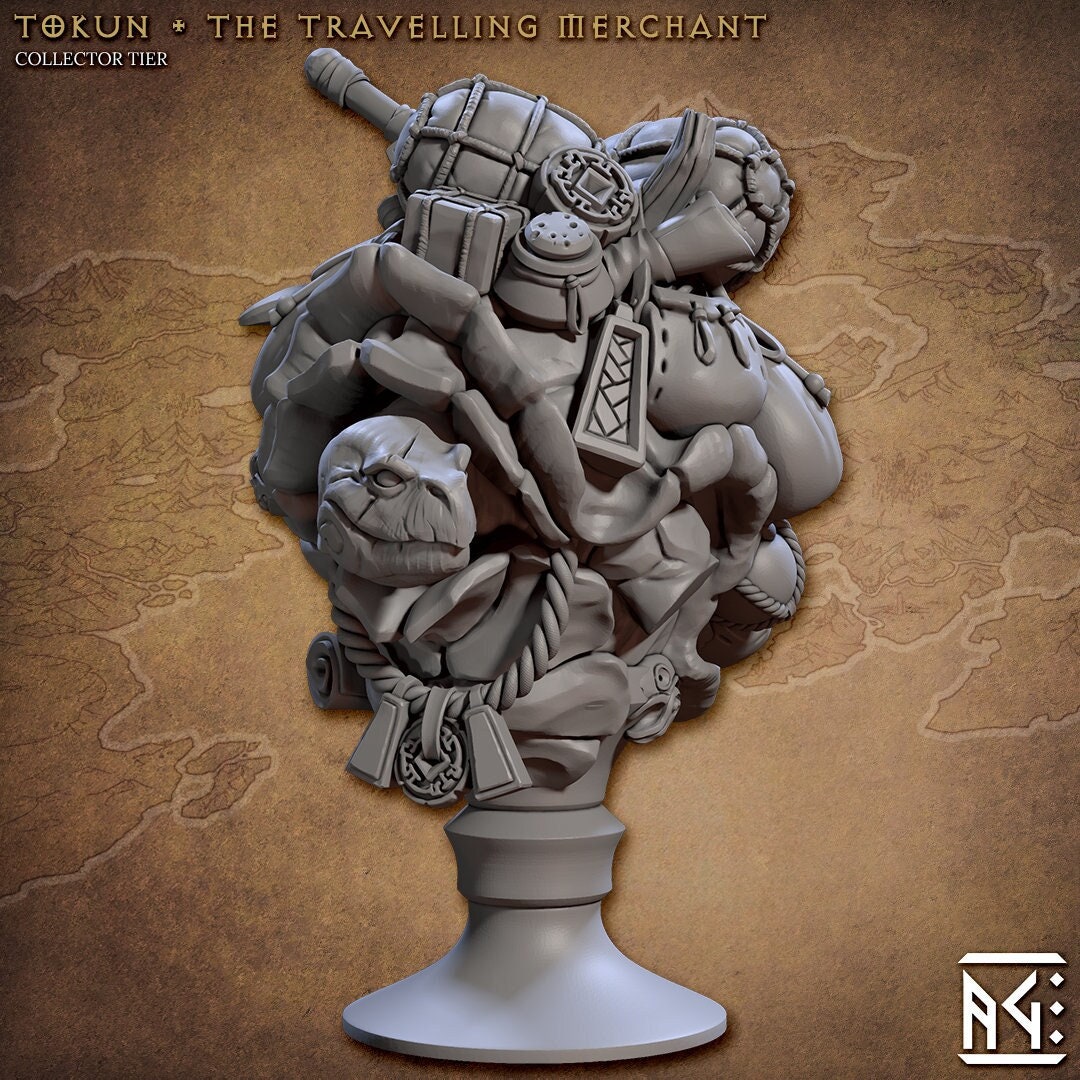 Tortle Turtle Pirate Merchant Dnd Miniature Bust Statue Sculpture ...