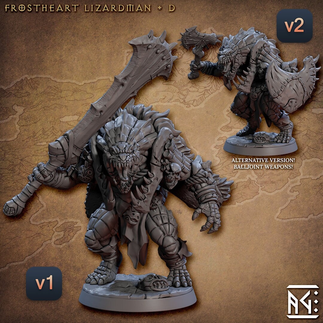 Lizardfolk Lizardmen Premium Dnd Miniature Mini | Lizardman Fighter ...
