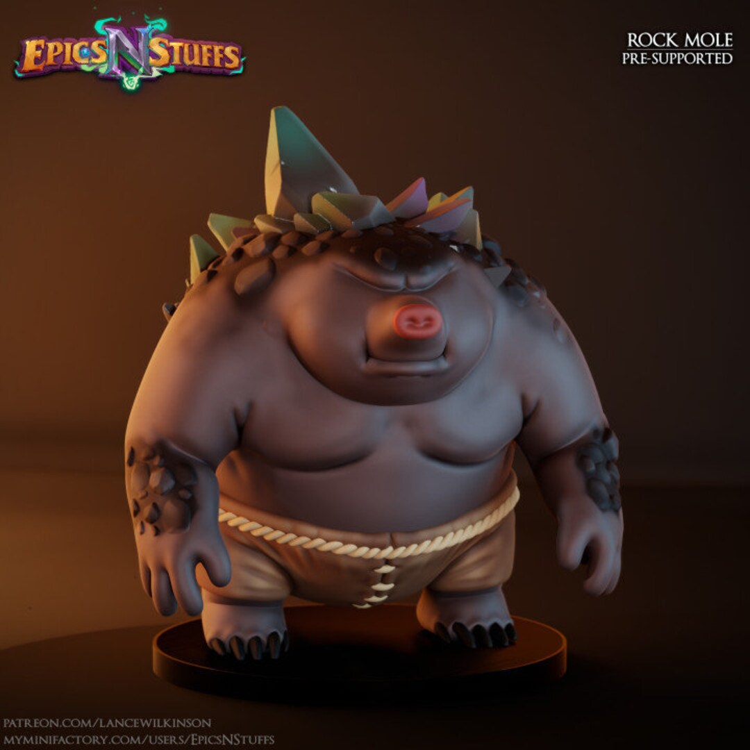 Mole Rock Barbarian Dnd Miniature Mini | Resin 3D Printed | 28mm 32mm ...