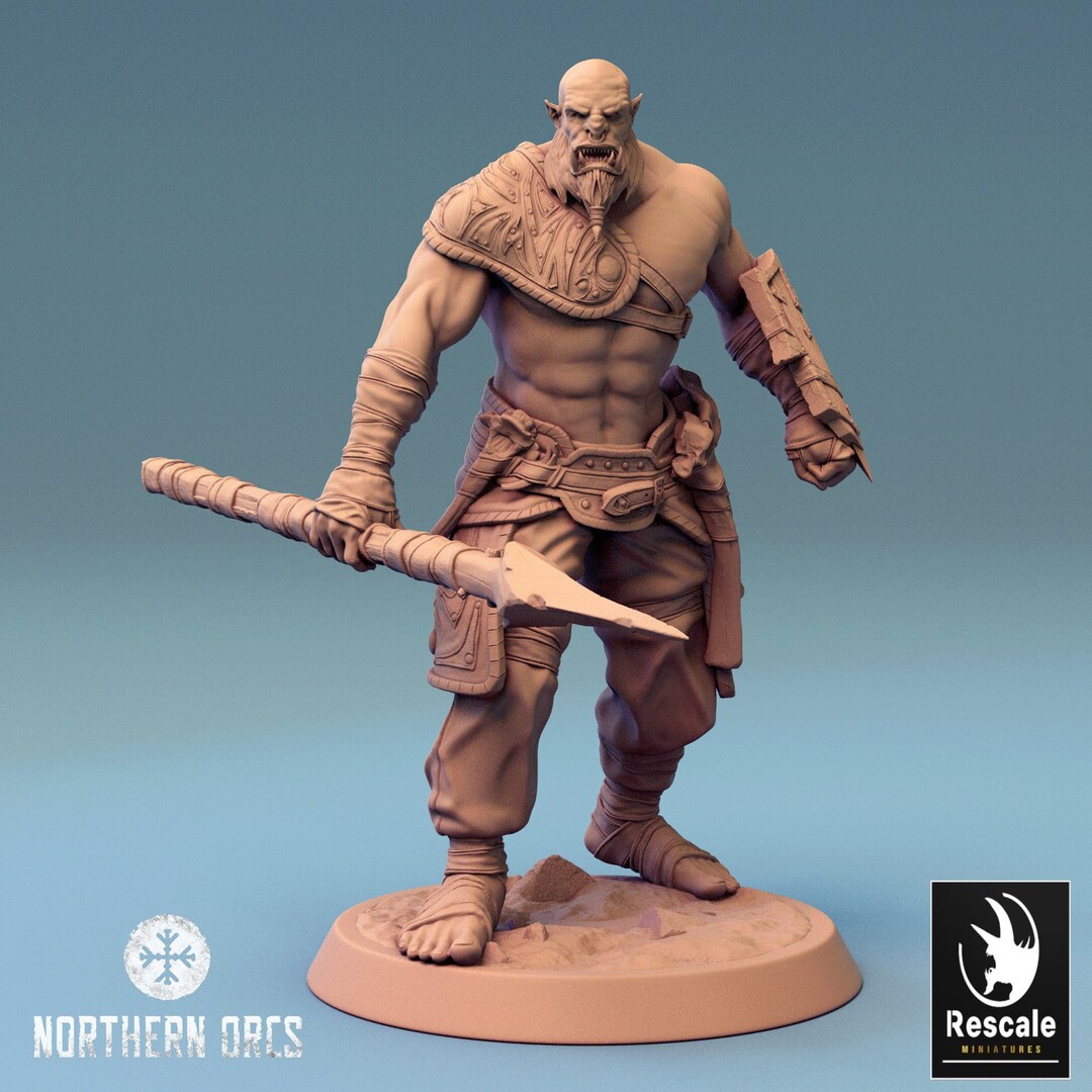 Orc Barbarian Marauder V1 Dnd Miniatures Compatible With 28mm 32mm ...