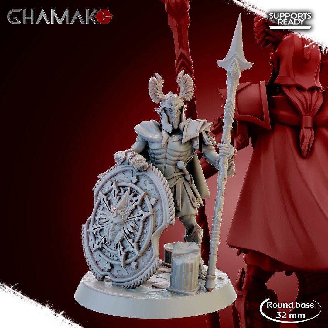 High Elf Spartan Paladin Warrior V2 Premium Dnd Miniature Mini | 28mm ...