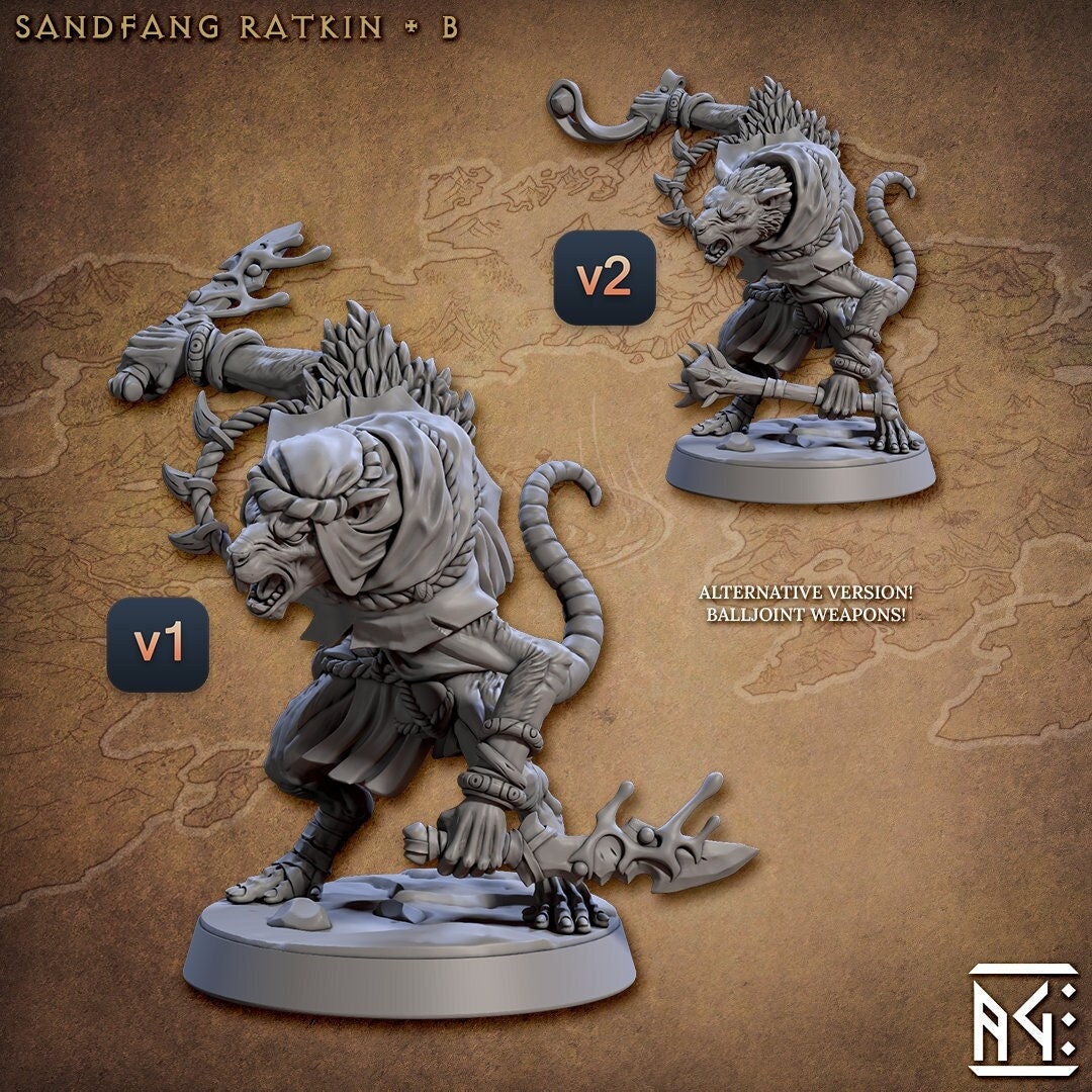 Ratfolk Warrior B Premium Dnd Miniature Mini Figure Figurine Rat Folk ...