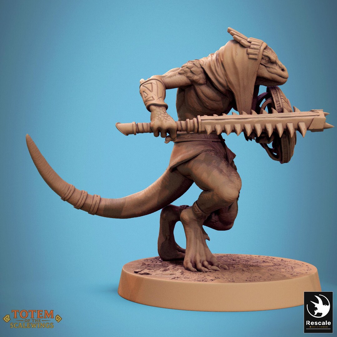 Lizardfolk Lizardman V12 Dnd Miniatures Compatible With 28mm 32mm ...