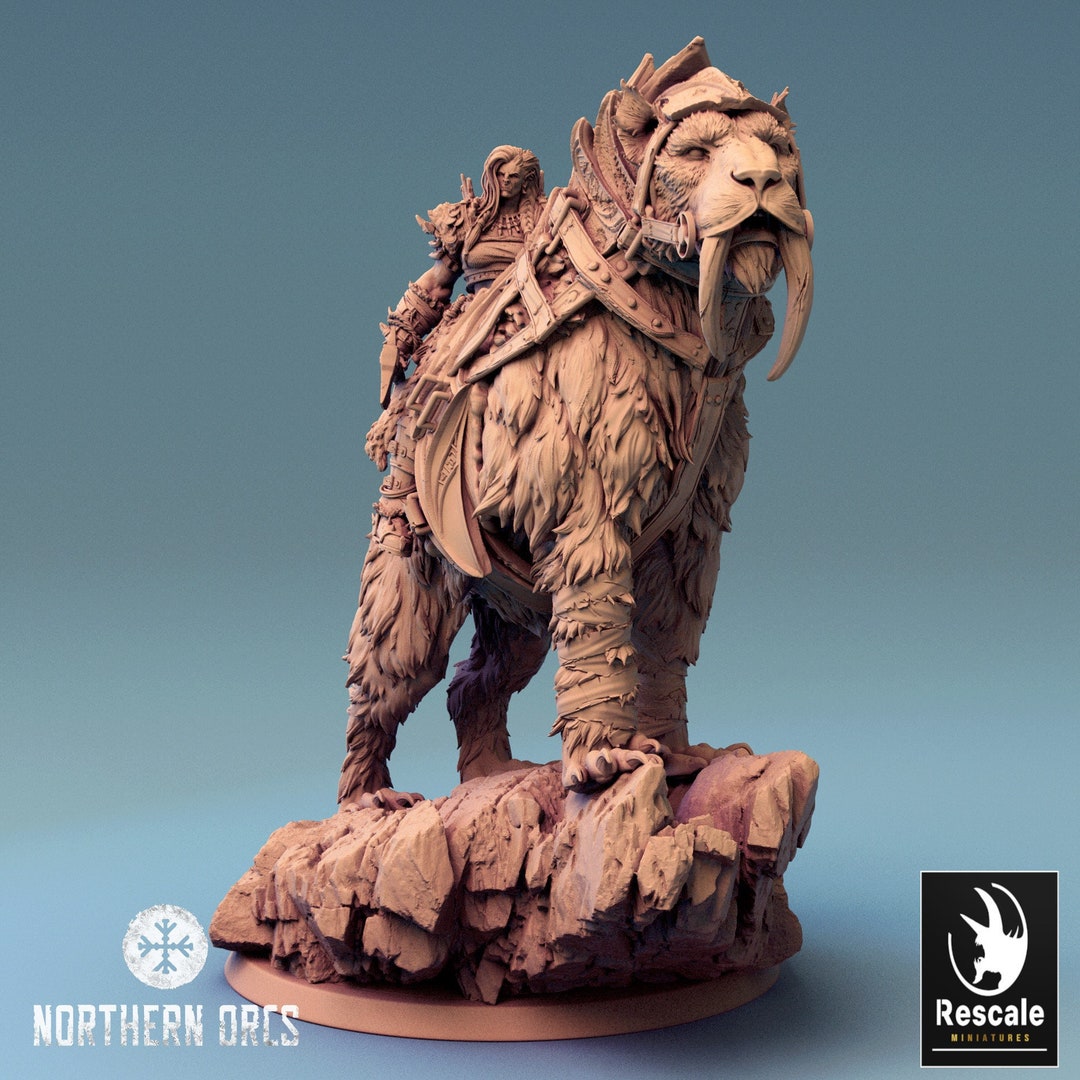 Armored Sabertooth V2 Dnd Miniatures Compatible With 28mm 32mm Fantasy ...