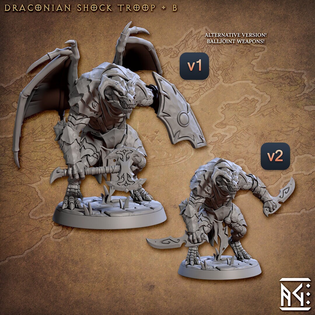 Dragonborn Paladin B Dnd Miniatures Compatible With 28mm 32mm Fantasy ...