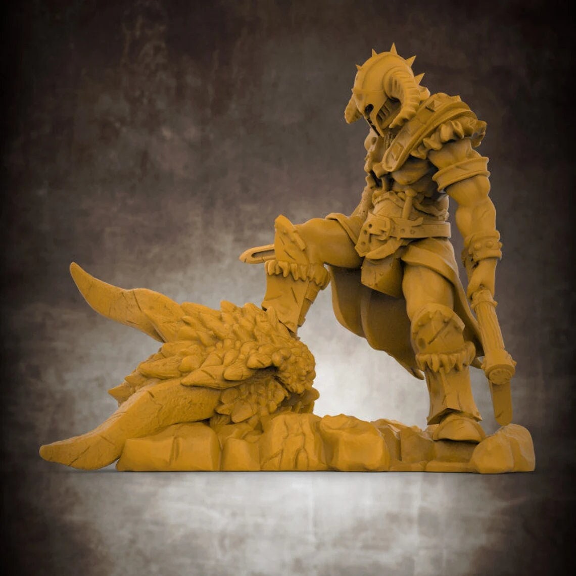 Barbarian Dragon Slayer Dnd Miniatures Compatible With 28mm 32mm ...