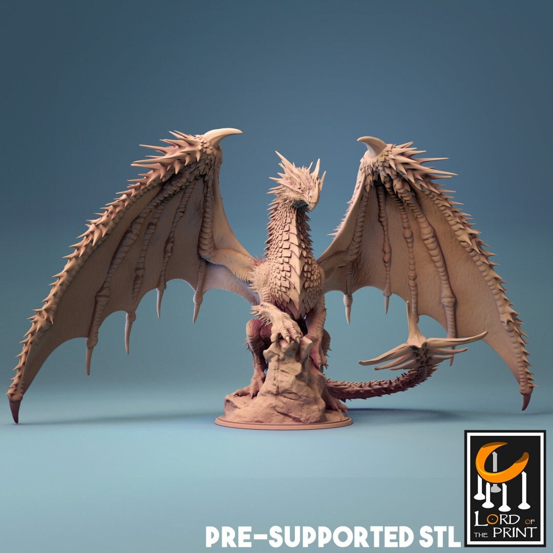 Ancient Red Dragon V2 Dnd Miniatures Compatible With 28mm 32mm Tabletop ...