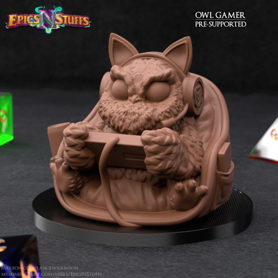 Owl Owlkin Gamer Premium Dnd Miniature Mini | Resin 3D Printed | 28mm ...
