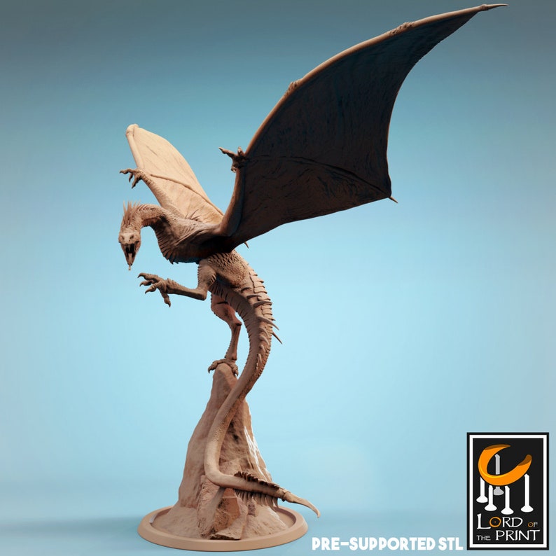 Vouivre Wyvern Dragon V2 Dnd Miniatures Compatible With 28mm 32mm ...