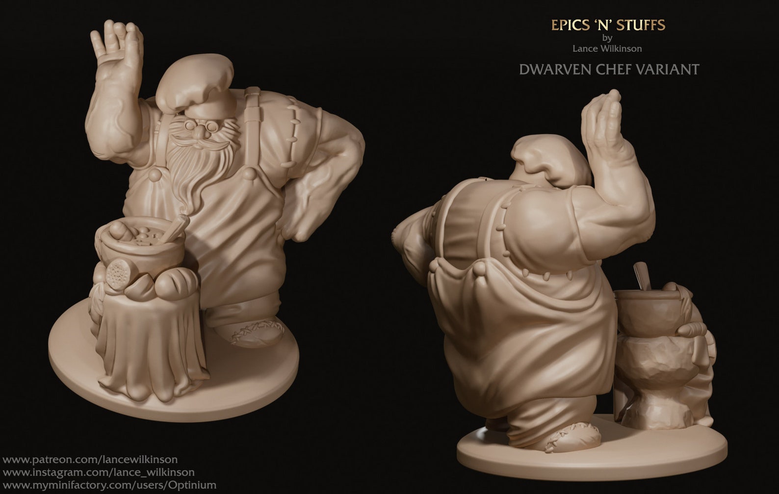 Dwarf Chef Cook Premium 3D Printed Tabletop Miniatures 28mm - Etsy