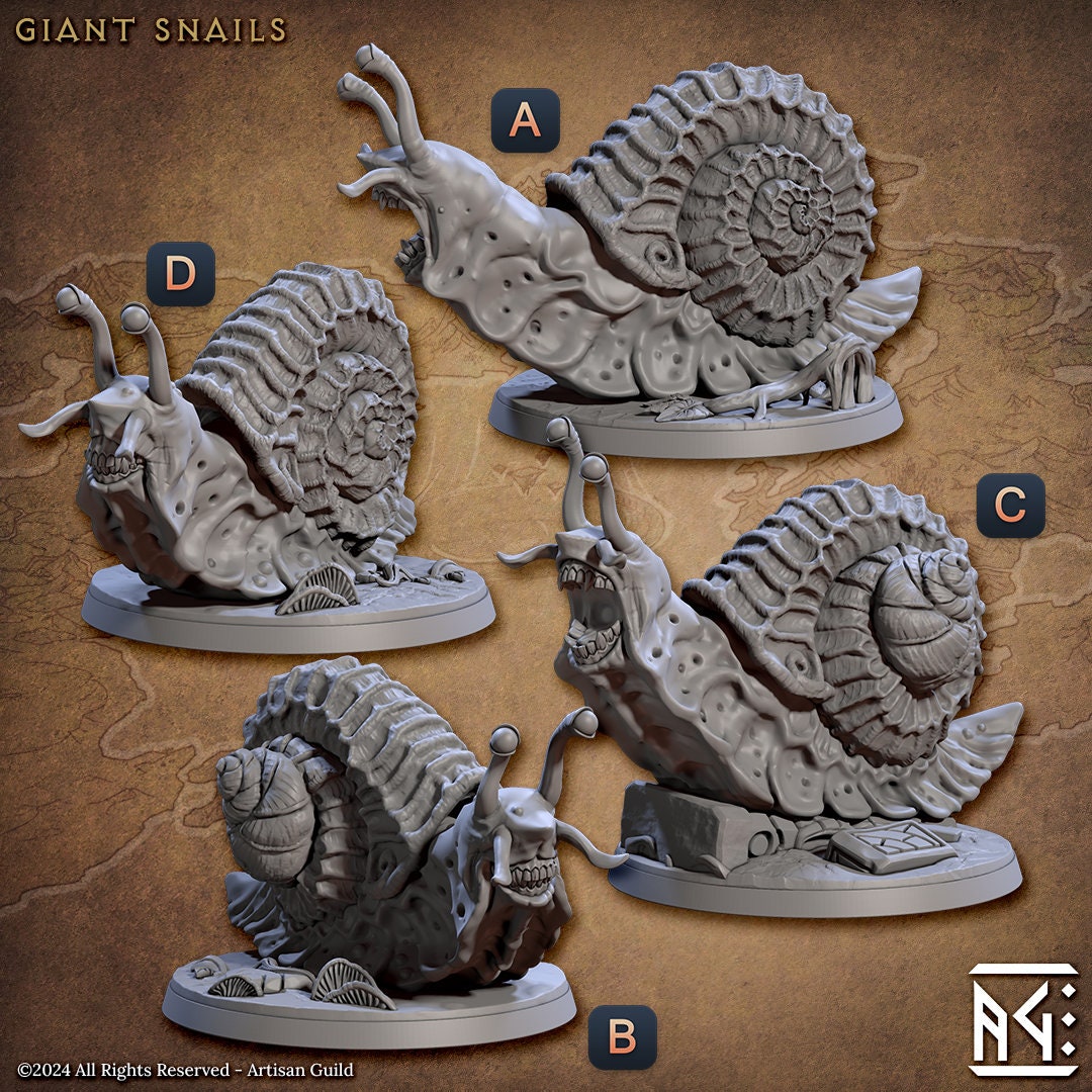 Giant Snail Set Pack Bundle Dnd Miniature Mini Figure Figurine | 28mm ...