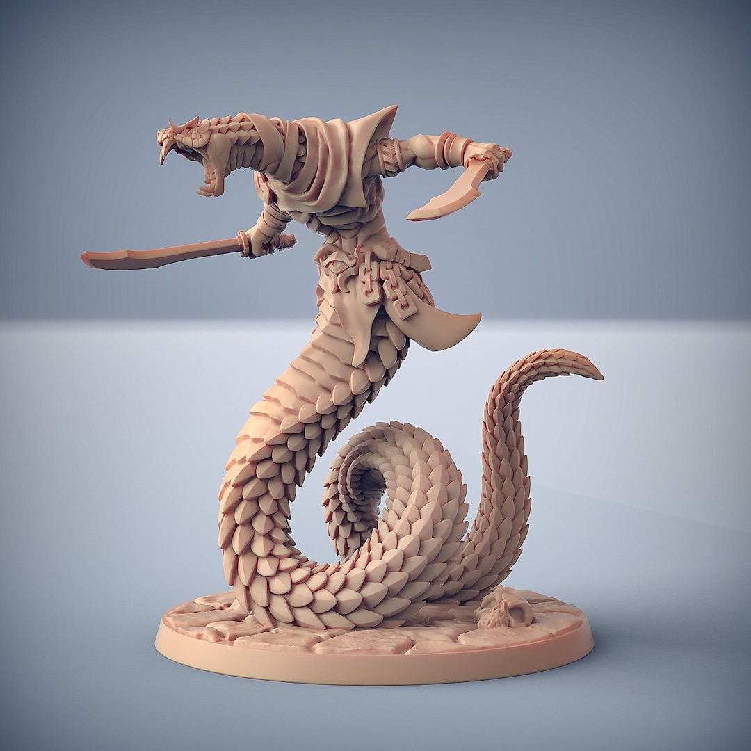 Serpentfolk Fighter A Premium Dnd Miniature Mini Giant Snake Warrior ...