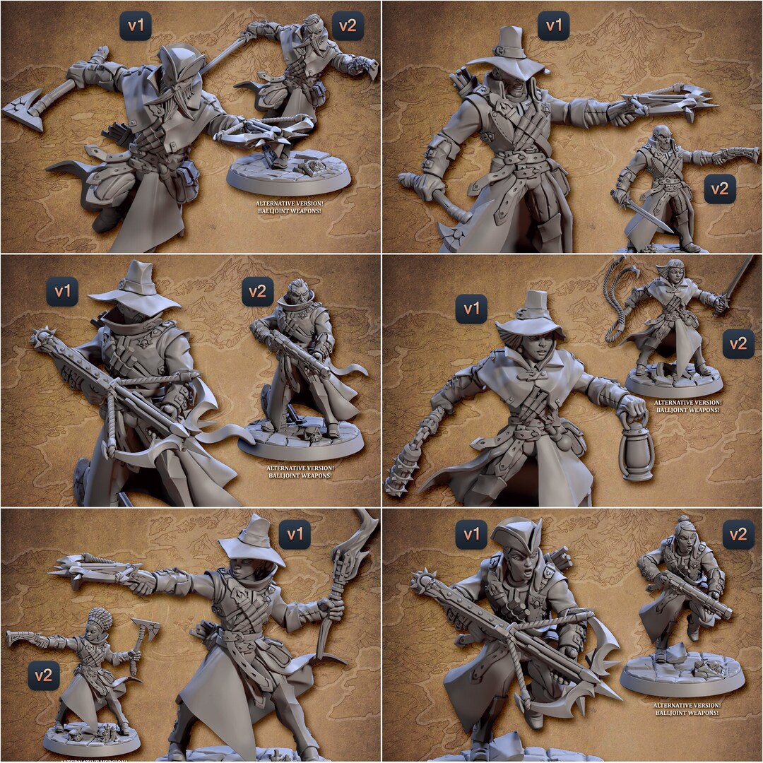 6x Rangers Pack Premium Dnd Miniature Mini 28mm to 100mm | Human Female ...