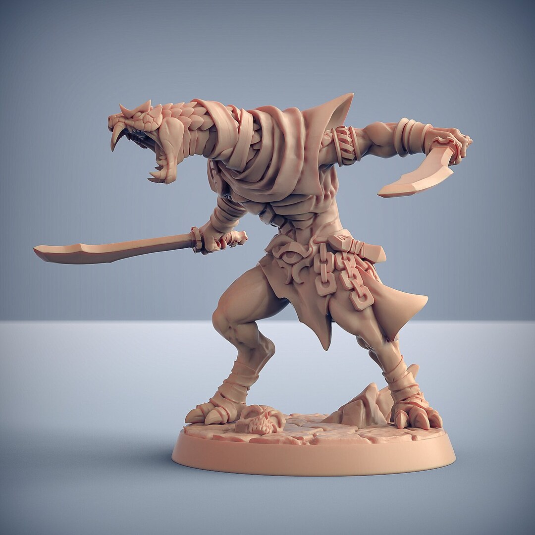 Snakefolk Fighter A Premium Dnd Miniature Mini Giant Snake Warrior ...