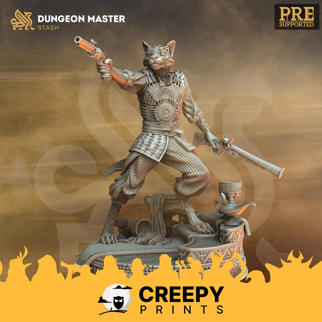 Tabaxi Ranger Gunslinger Dnd Miniatures Compatible With 28mm 32mm ...