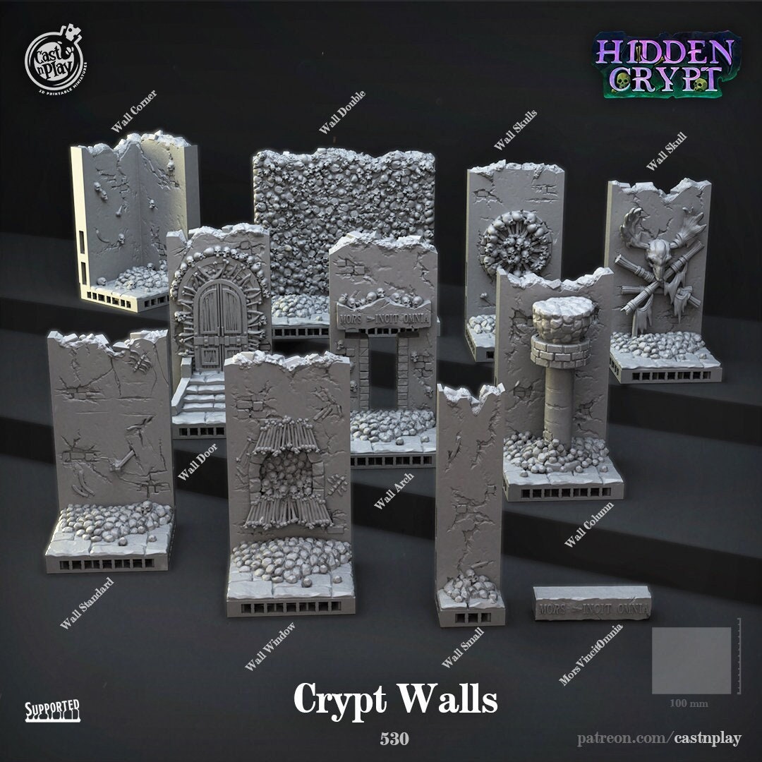 Crypt Walls Premium Dnd Miniature Mini | 28mm 32mm to 100mm | Resin 3D ...