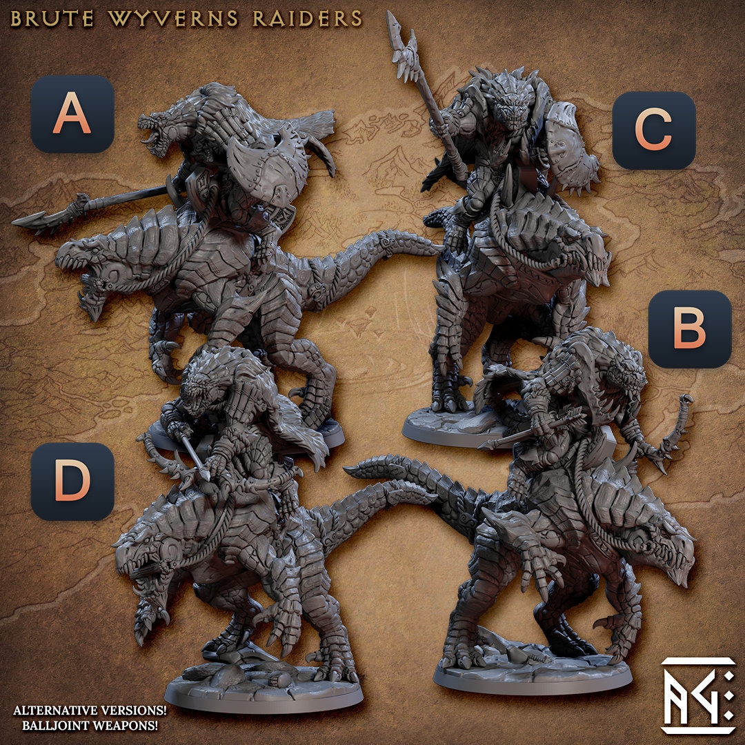 Lizardfolk Lizardmen Rider Premium Dnd Miniature Mini Lizardman Archer ...