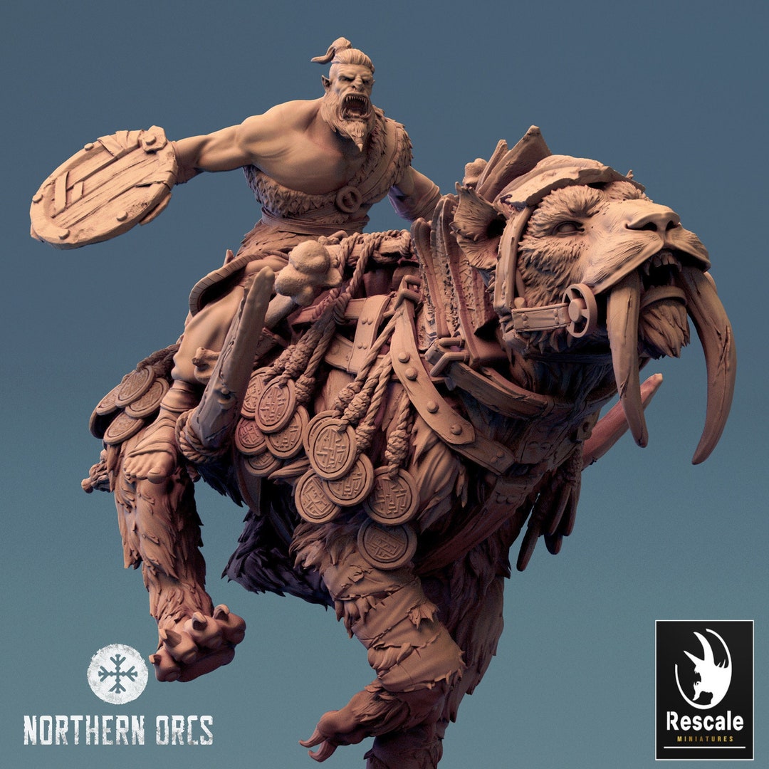Orc Barbarian Warchief Rider V7 Dnd Miniatures Compatible With 28mm ...