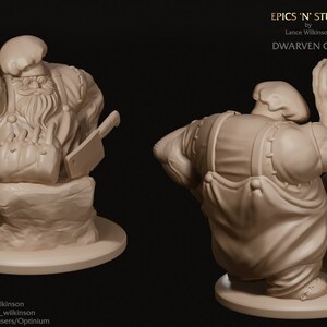 Dwarf Chef Cook | Premium 3D Printed Tabletop Miniatures 28mm 32mm to ...