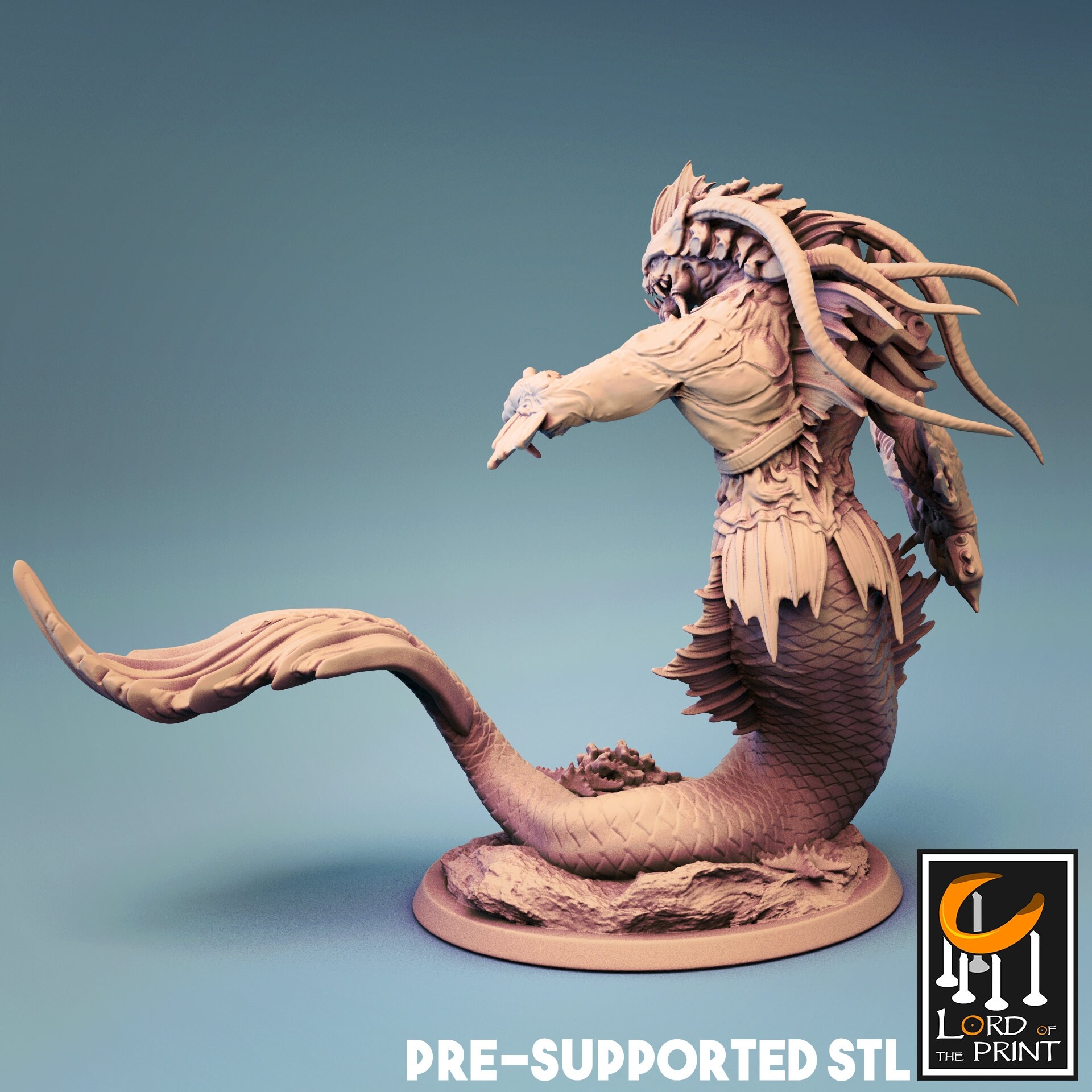 Triton Merman Merrow Dnd Miniature V2 Premium 3D Printed - Etsy Hong Kong