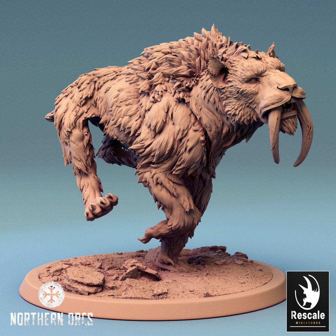 Sabertooth Tiger V4 Dnd Miniature Mini | Resin 3D Printed | 28mm 32mm ...