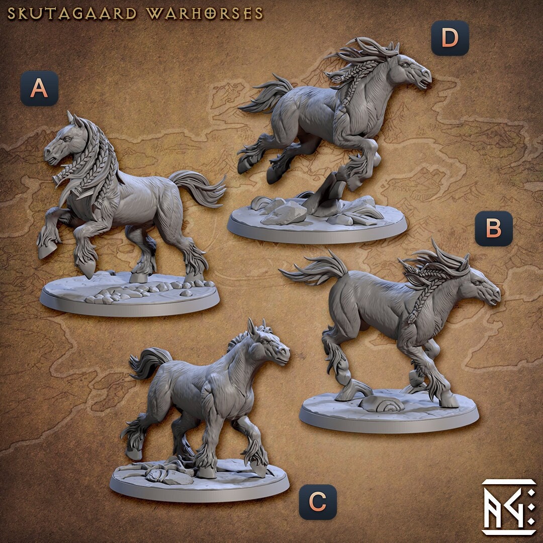 Wild Horse Dnd Miniatures Compatible With 28mm 32mm Fantasy Minis ...