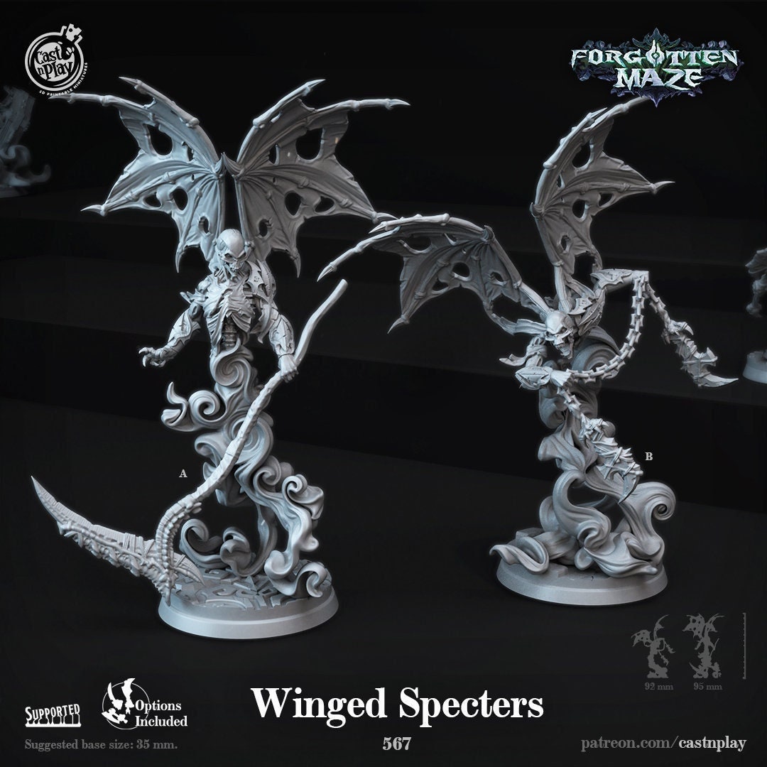 Winged Specter Monster Revenant Skeleton Premium Dnd Miniature Mini ...
