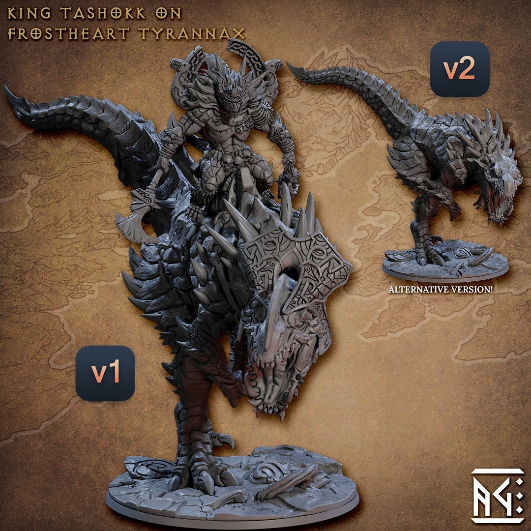 Lizardmen Lizardfolk King on T-rex Premium Dnd Miniature Mini ...