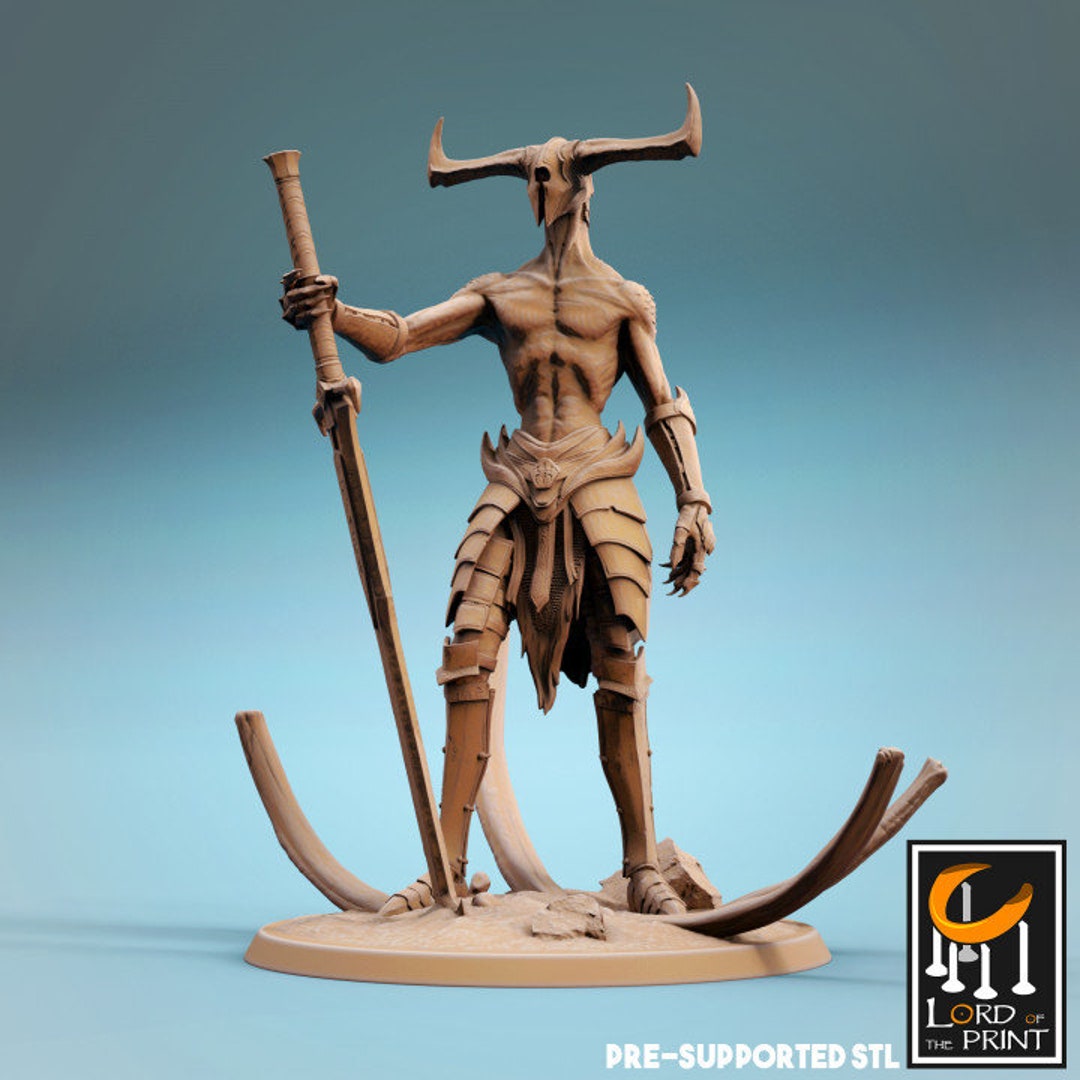 Horned Demon V3 Dnd Miniatures Compatible With 28mm 32mm Fantasy Minis ...