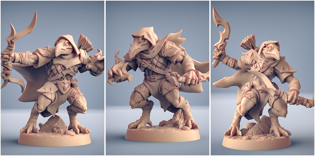 3x Kenku Ranger Rogue Archer Pack Premium Dnd Miniature Mini Set Figure ...