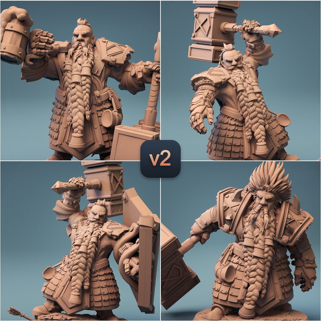 4x Dwarf Cleric Paladin Warrior Pack Premium Dnd Miniature Mini Set ...