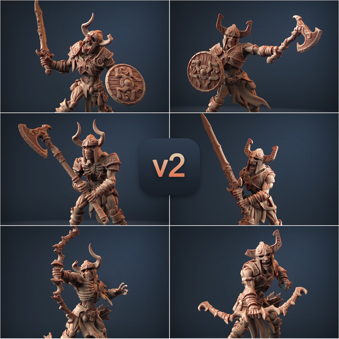 6x Necromancer Skeleton Pack V2 Premium Dnd Miniature | Fighter Warrior ...