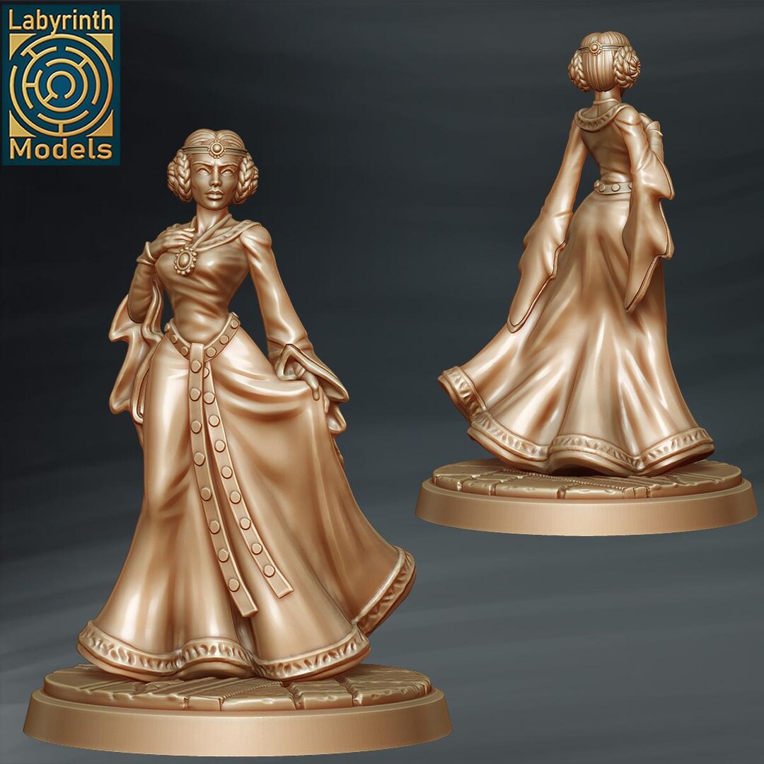 Royal Noble Woman Dnd Miniatures Compatible With 28mm 32mm Fantasy ...