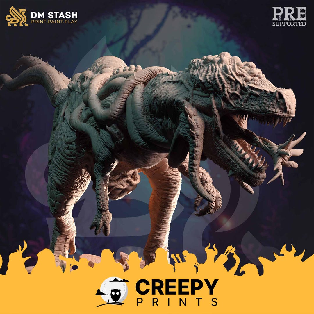 Corrupted T Rex Dinosaur Dnd Miniatures Compatible With 28mm 32mm ...