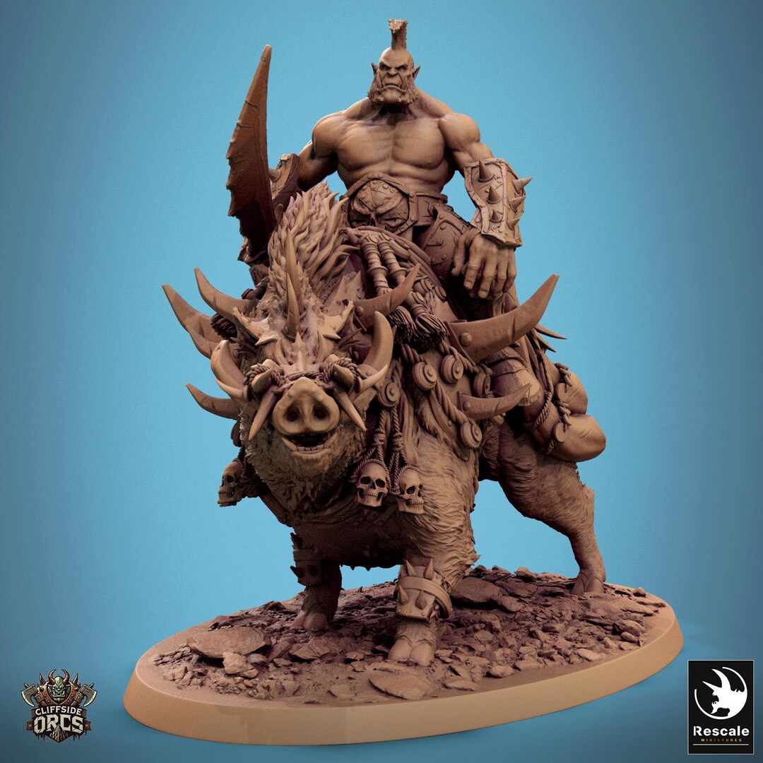 Orc Barbarian Marauder Rider V4 Dnd Miniatures Compatible With 28mm ...