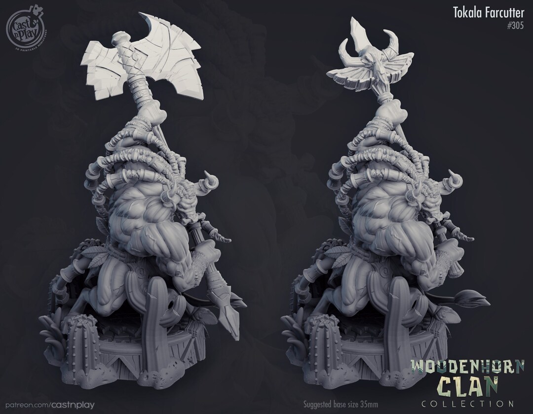 Minotaur Barbarian Shaman Premium Dnd Miniature Mini | 28mm 32mm to ...